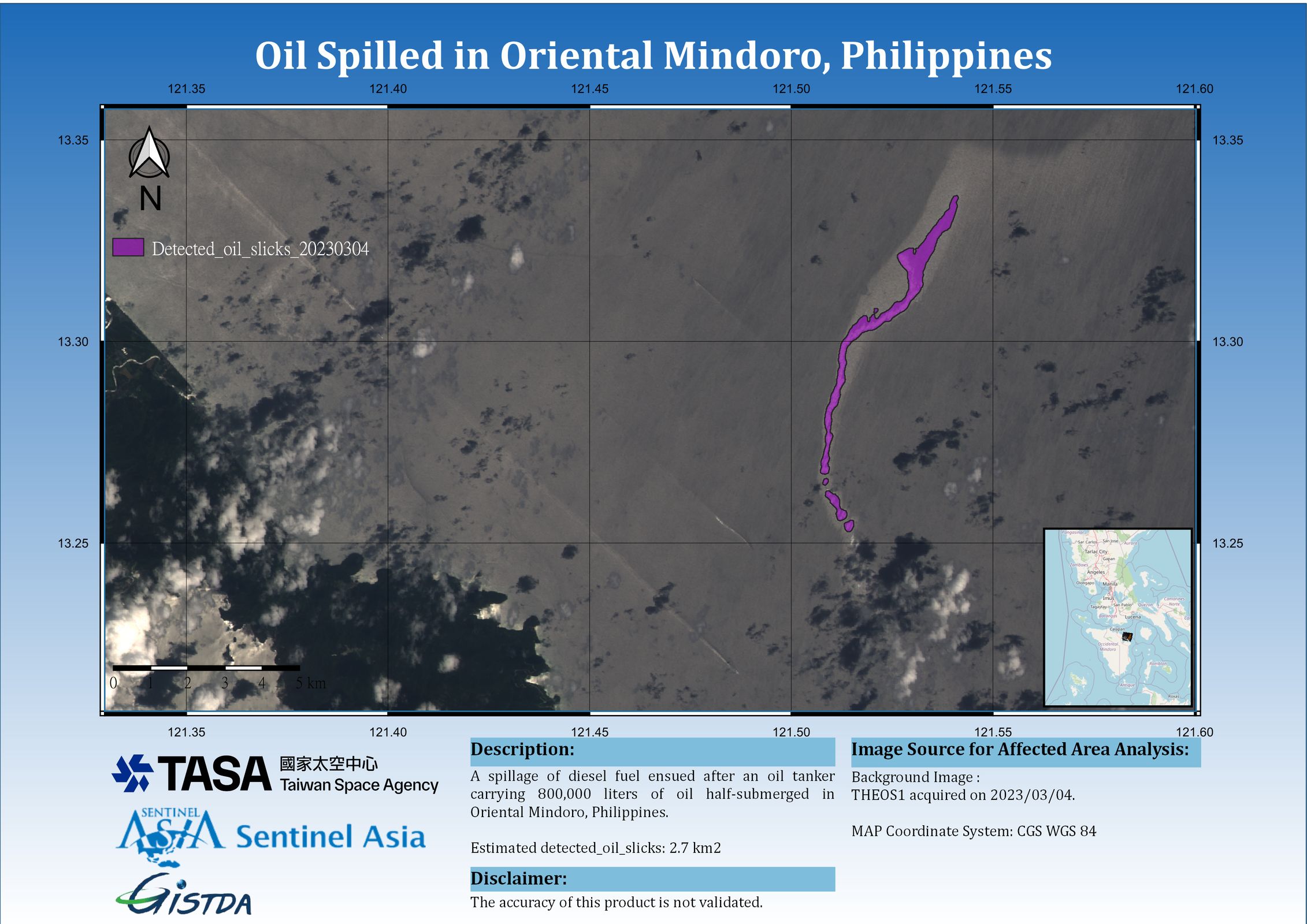 Oil spill in Philippines on 28 February, 2023