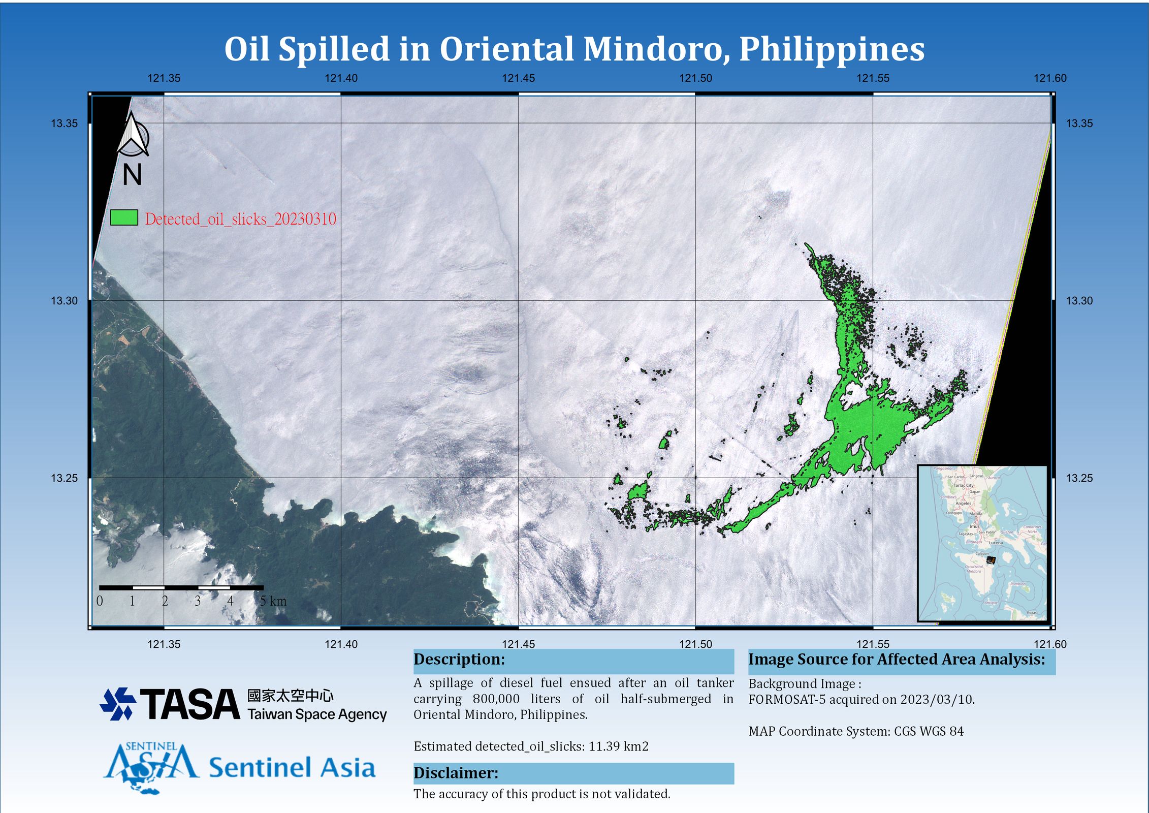 Oil spill in Philippines on 28 February, 2023