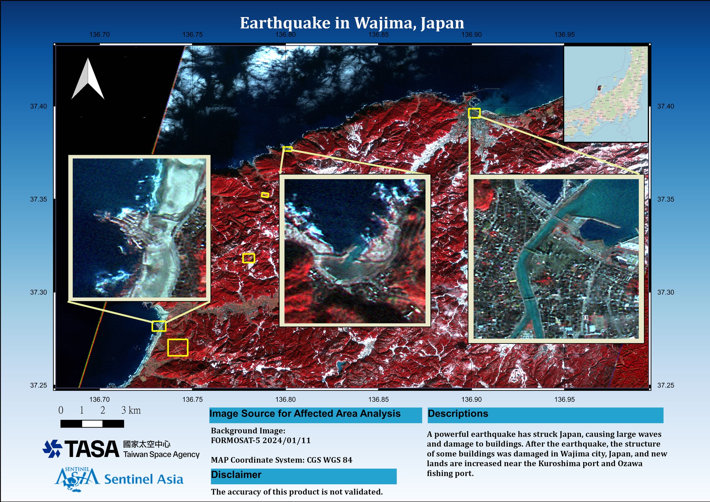 Earthquake in Japan on 01 January, 2024